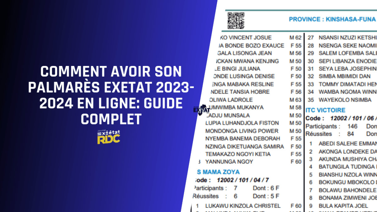 Télécharger Le Palmarès Exetat 2025-2024-2023-2023 PDF